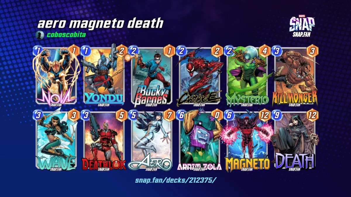 aero magneto death by coboscobita - Marvel Snap Decks - snap.fan