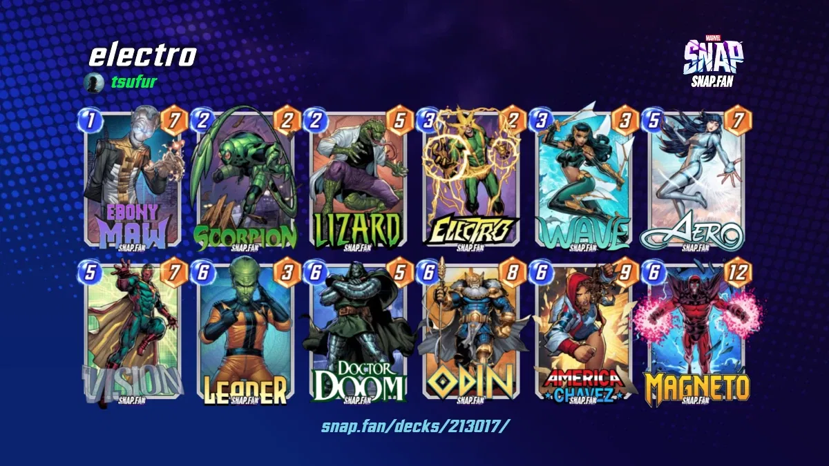 electro by tsufur - Marvel Snap Decks - snap.fan