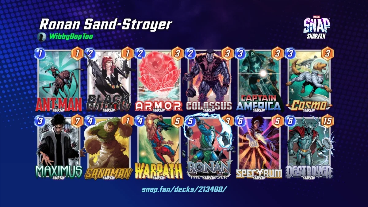Ronan Sand-Stroyer by WibbyBopToo - Marvel Snap Decks - snap.fan