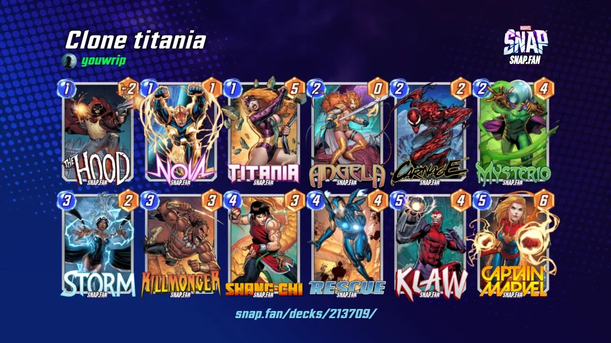 Clone titania by youwrip - Marvel Snap Decks - snap.fan