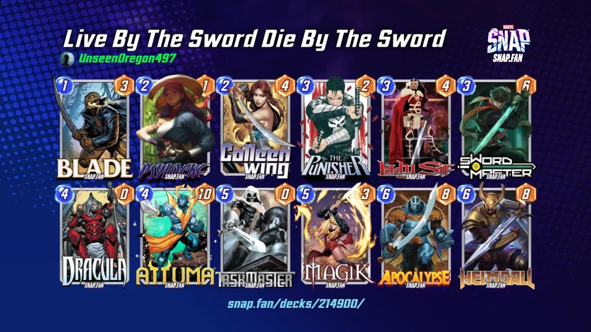 Live By The Sword Die By The Sword by UnseenOregon497 - Marvel Snap Decks - snap.fan