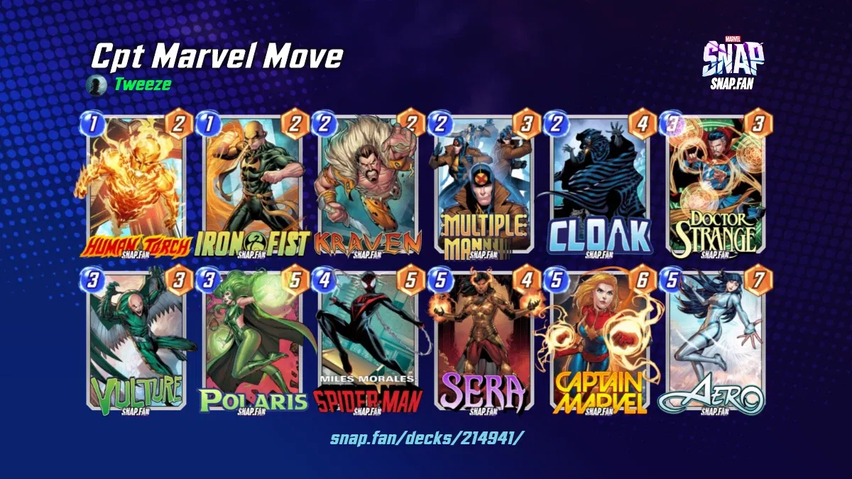 Cpt Marvel Move by Tweeze - Marvel Snap Decks - snap.fan
