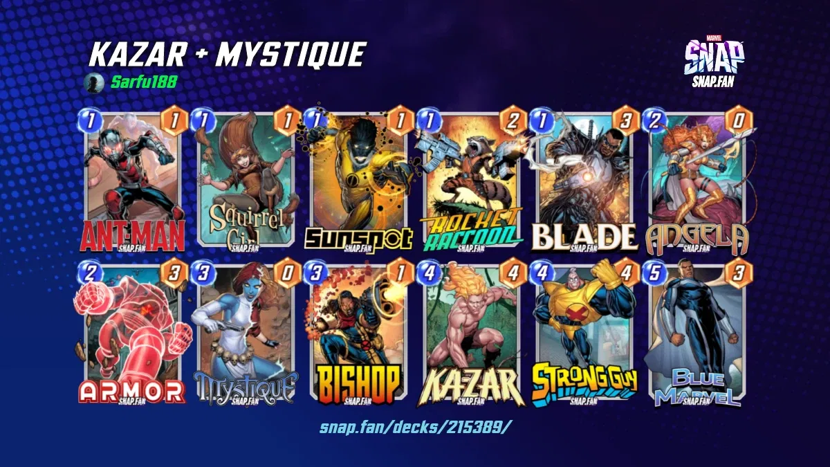 KAZAR + MYSTIQUE by Sarfu188 - Marvel Snap Decks - snap.fan