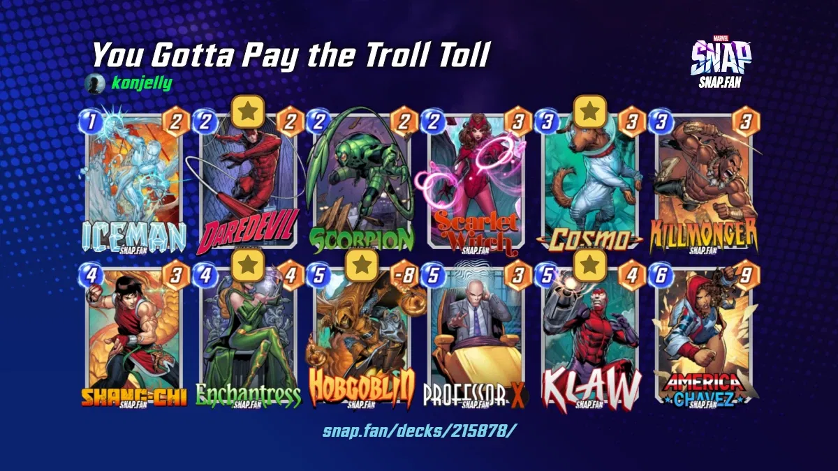 You Gotta Pay the Troll Toll by konjelly - Marvel Snap Decks - snap.fan