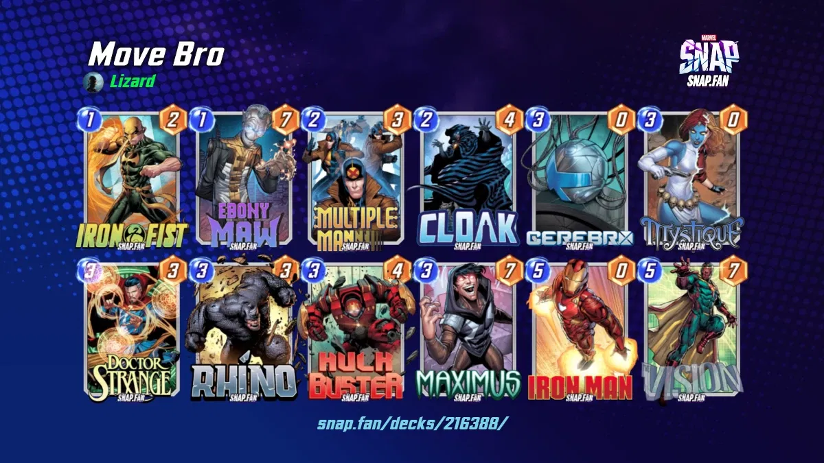 Move Bro by Lizard - Marvel Snap Decks - snap.fan