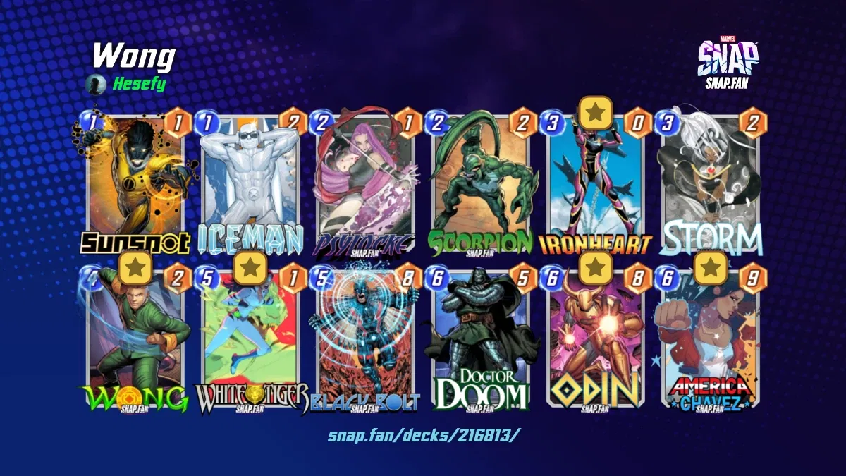 Wong by Hesefy - Marvel Snap Decks - snap.fan