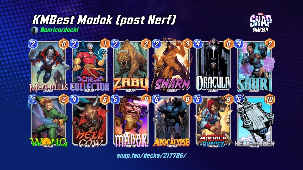 KMBest Modok (post Nerf) by Nonricordochi - Marvel Snap Decks - snap.fan
