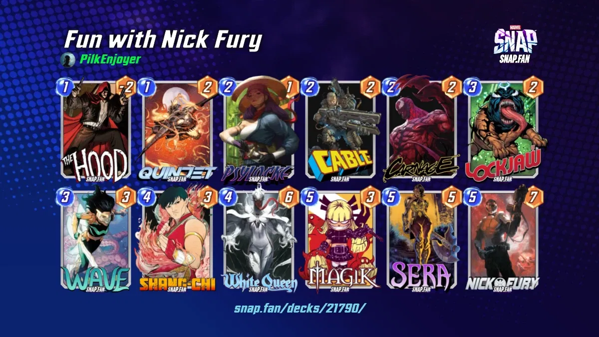 Fun with Nick Fury by PilkEnjoyer - Marvel Snap Decks - snap.fan