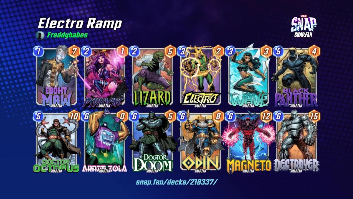 Electro Ramp by Freddybabes - Marvel Snap Decks - snap.fan