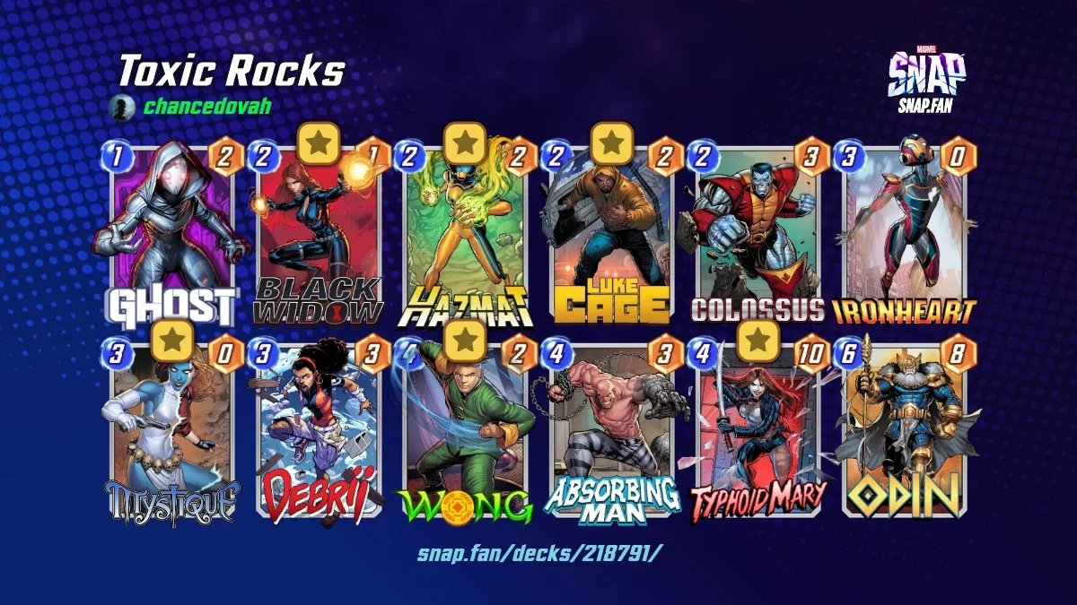 Toxic Rocks by chancedovah - Marvel Snap Decks - snap.fan