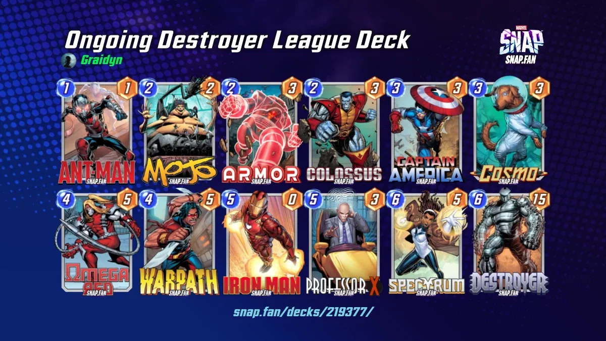 Ongoing Destroyer League Deck by Graidyn - Marvel Snap Decks - snap.fan