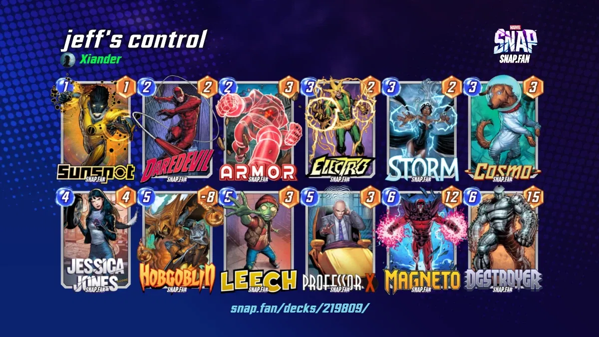 jeff's control by Xiander - Marvel Snap Decks - snap.fan