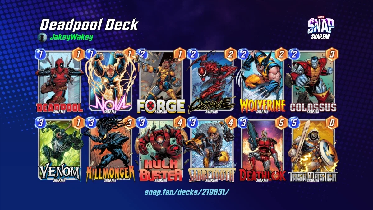 Deadpool Deck by JakeyWakey - Marvel Snap Decks - snap.fan