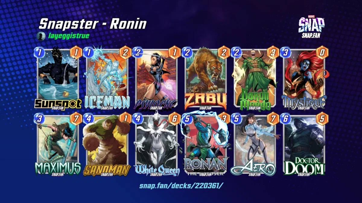 Snapster - Ronin by layeggistrue - Marvel Snap Decks - snap.fan