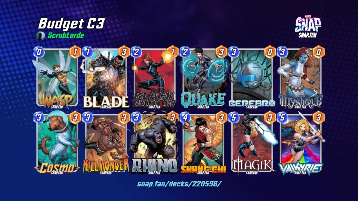 Budget C3 by ScrubLorde - Marvel Snap Decks - snap.fan