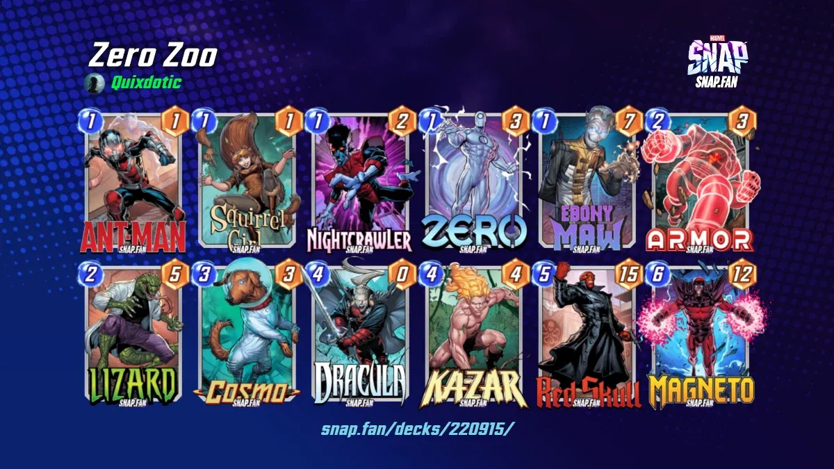 Zero Zoo by Quixdotic - Marvel Snap Decks - snap.fan