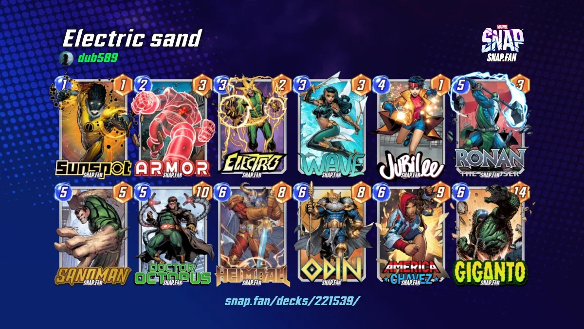 Electric sand by dub589 - Marvel Snap Decks - snap.fan