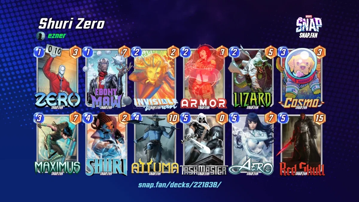 Shuri Zero by ezner - Marvel Snap Decks - snap.fan