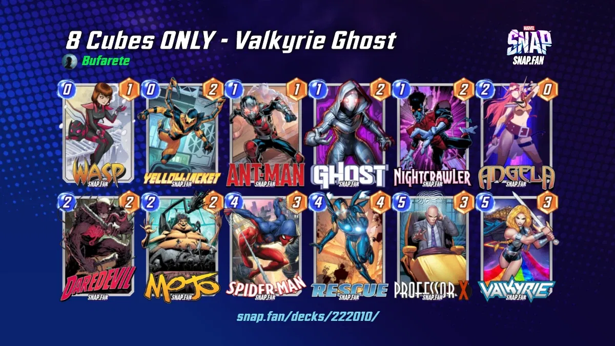 8 Cubes ONLY - Valkyrie Ghost by Bufarete - Marvel Snap Decks - snap.fan
