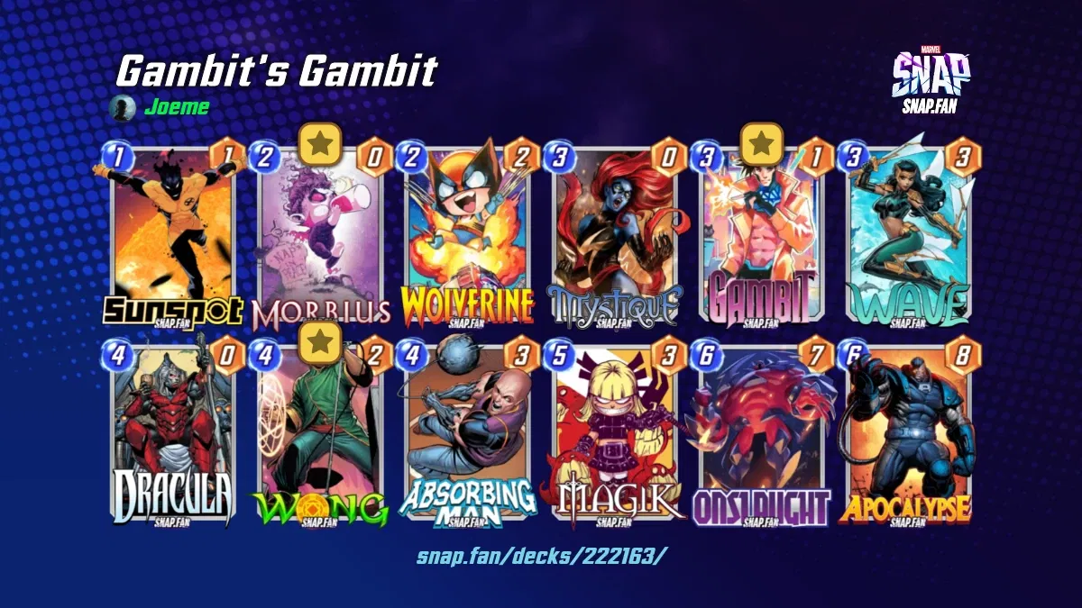 Gambit's Gambit by Joeme - Marvel Snap Decks - snap.fan