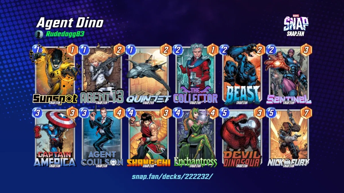 Agent Dino by Rudedogg83 - Marvel Snap Decks - snap.fan