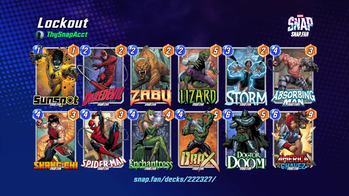 Lockout by ThySnapAcct - Marvel Snap Decks - snap.fan