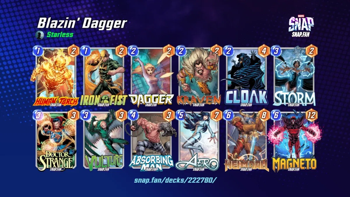 Blazin' Dagger by Starless - Marvel Snap Decks - snap.fan