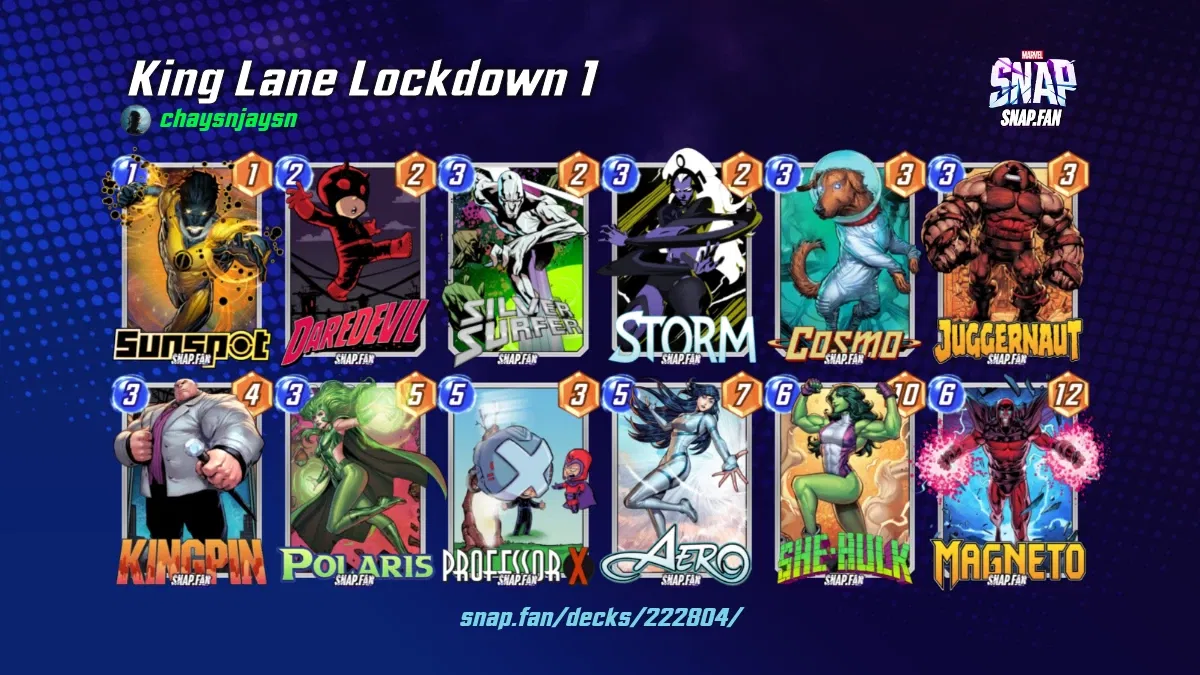 King Lane Lockdown 1 by chaysnjaysn - Marvel Snap Decks - snap.fan