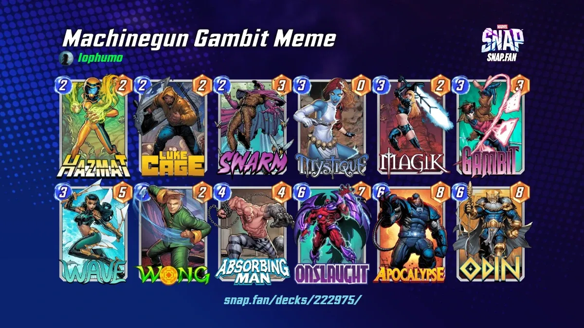 Machinegun Gambit Meme by Iophumo - Marvel Snap Decks - snap.fan