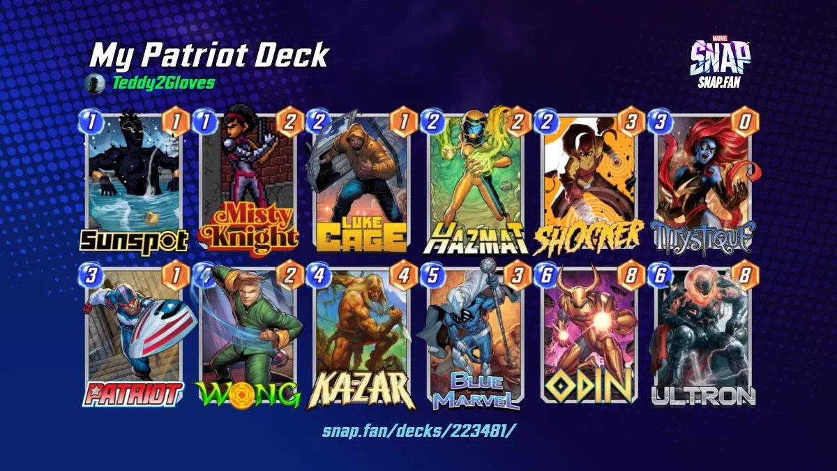 My Patriot Deck by Teddy2Gloves - Marvel Snap Decks - snap.fan