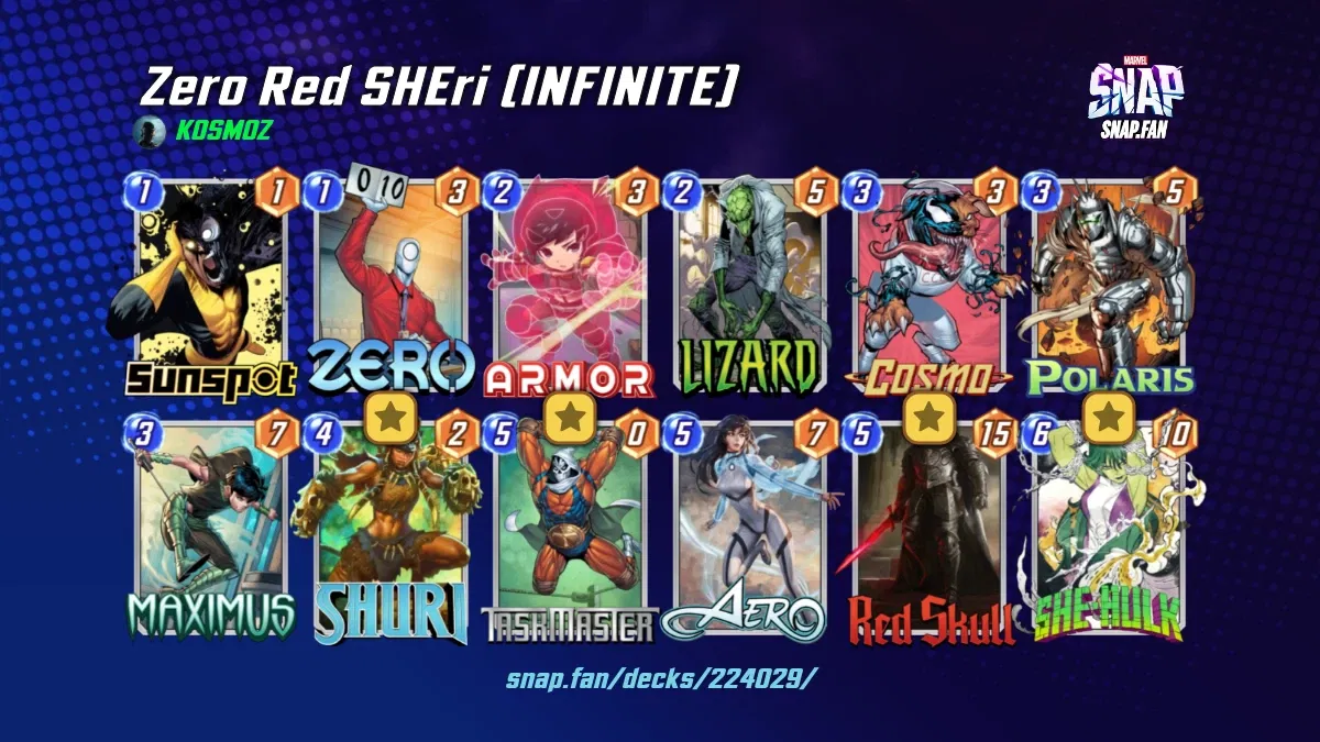 Zero Red SHEri (INFINITE) by KOSMOZ - Marvel Snap Decks - snap.fan