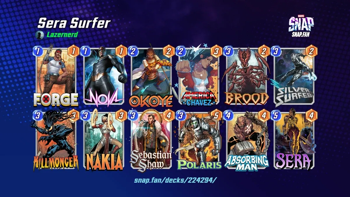 Sera Surfer by Lazernerd - Marvel Snap Decks - snap.fan