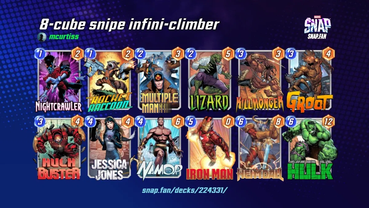 8-cube snipe infini-climber by mcurtiss - Marvel Snap Decks - snap.fan