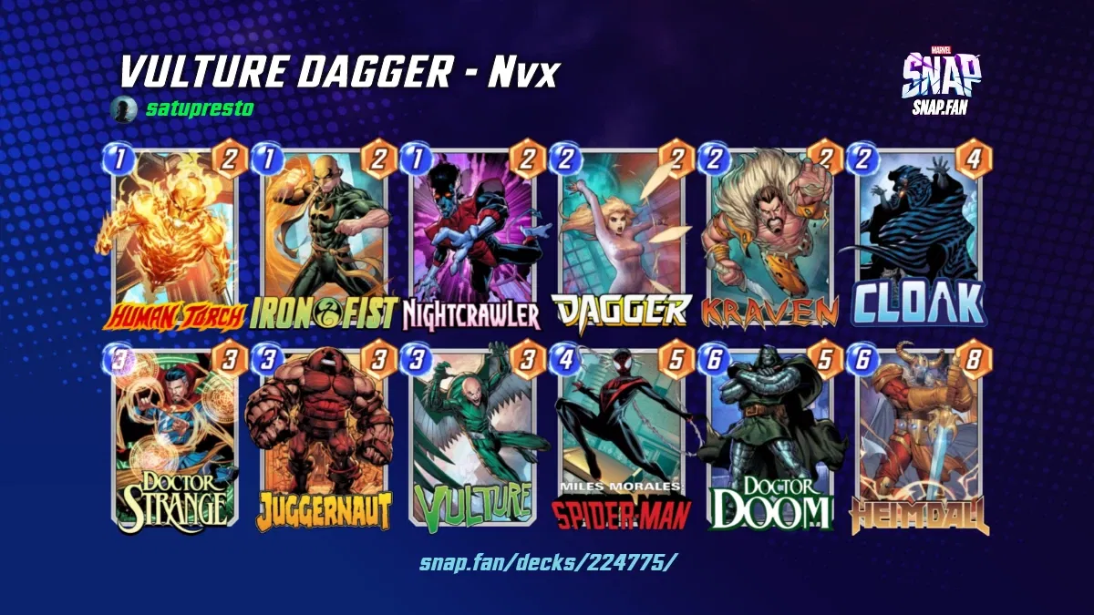 VULTURE DAGGER - Nvx by satupresto - Marvel Snap Decks - snap.fan