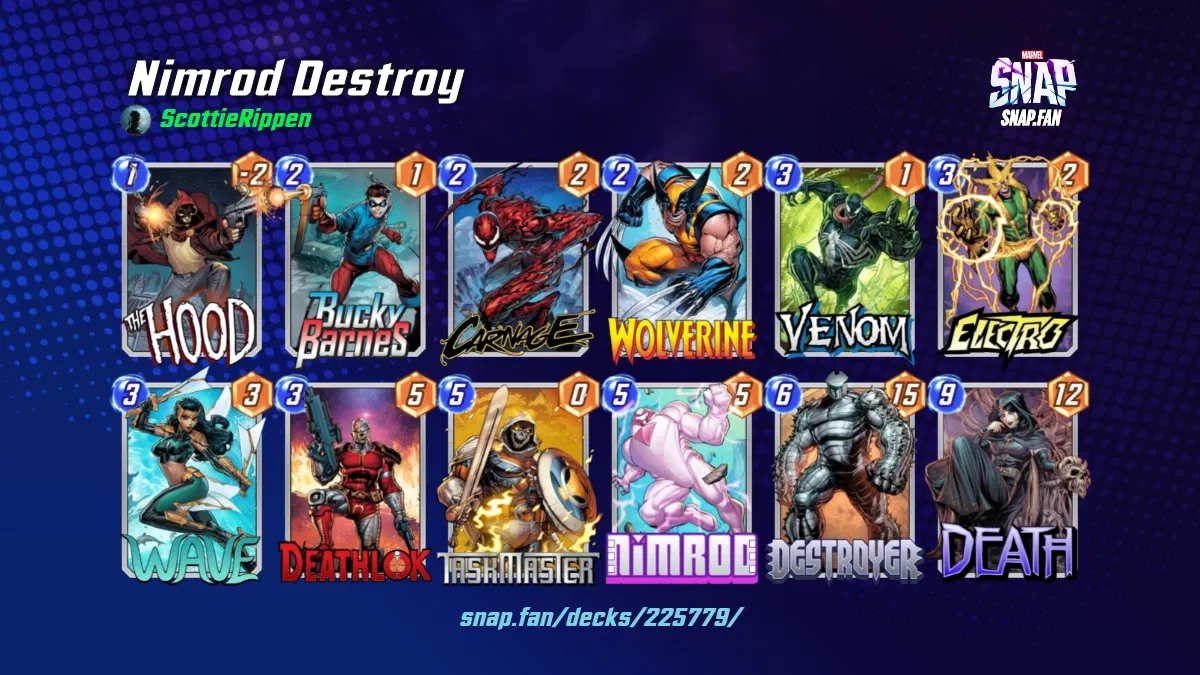 Nimrod Destroy by ScottieRippen - Marvel Snap Decks - snap.fan