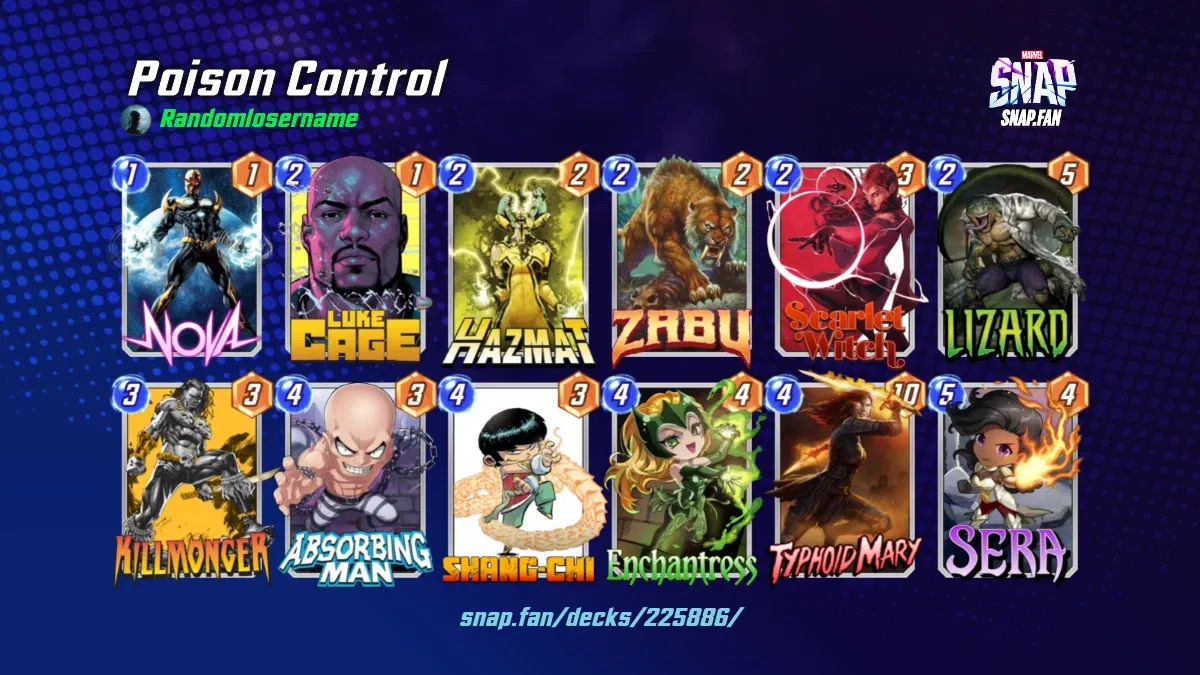 Poison Control by Randomlosername - Marvel Snap Decks - snap.fan