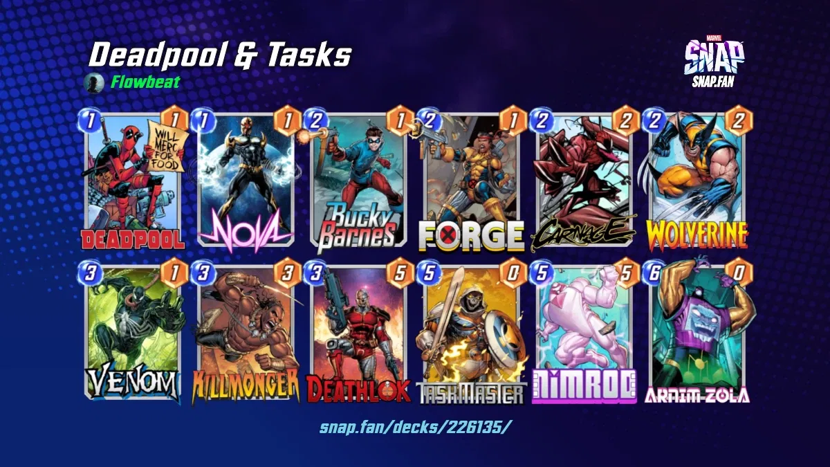 Deadpool & Tasks by Flowbeat - Marvel Snap Decks - snap.fan