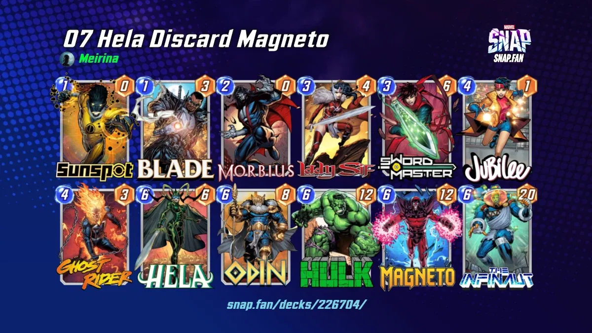 07 Hela Discard Magneto by Meirina - Marvel Snap Decks - snap.fan