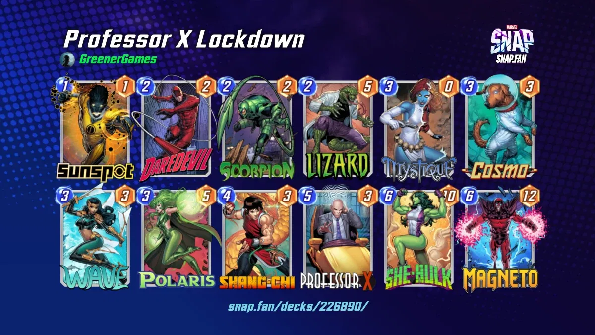 Professor X Lockdown by GreenerGames - Marvel Snap Decks - snap.fan