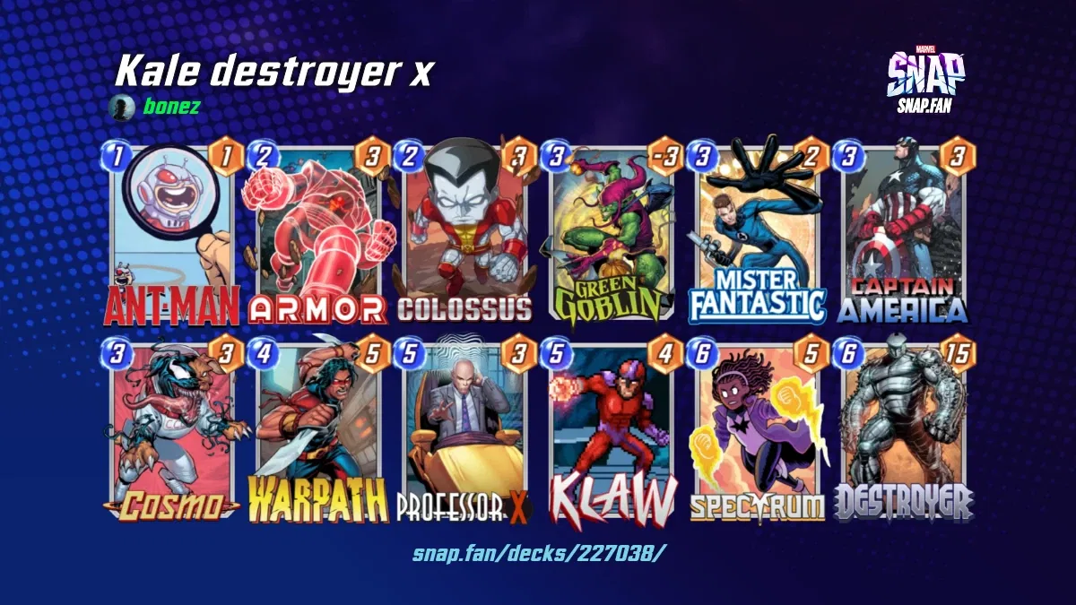 Kale destroyer x by bonez - Marvel Snap Decks - snap.fan