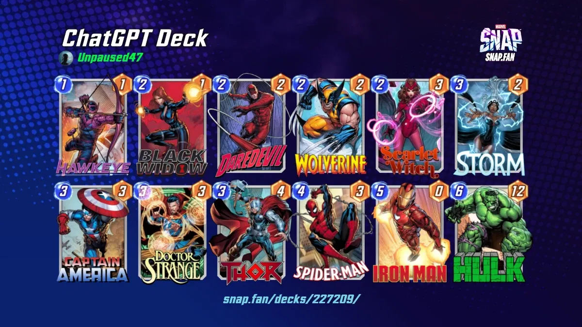 ChatGPT Deck by Unpaused47 - Marvel Snap Decks - snap.fan