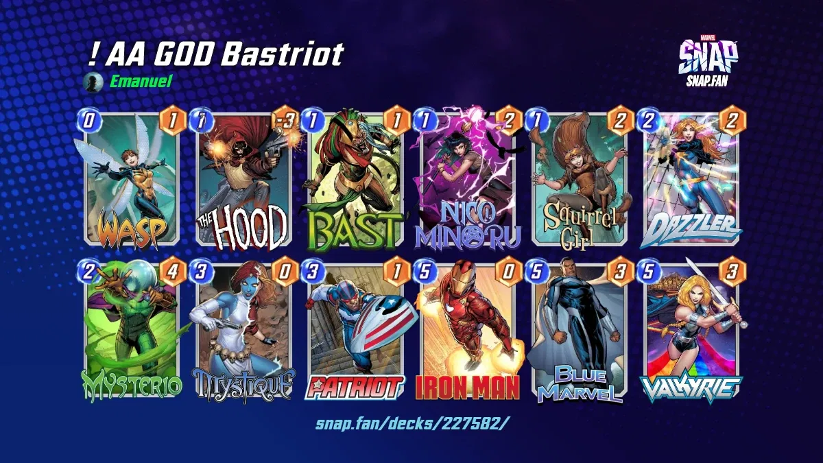 ! AA GOD Bastriot by Emanuel - Marvel Snap Decks - snap.fan