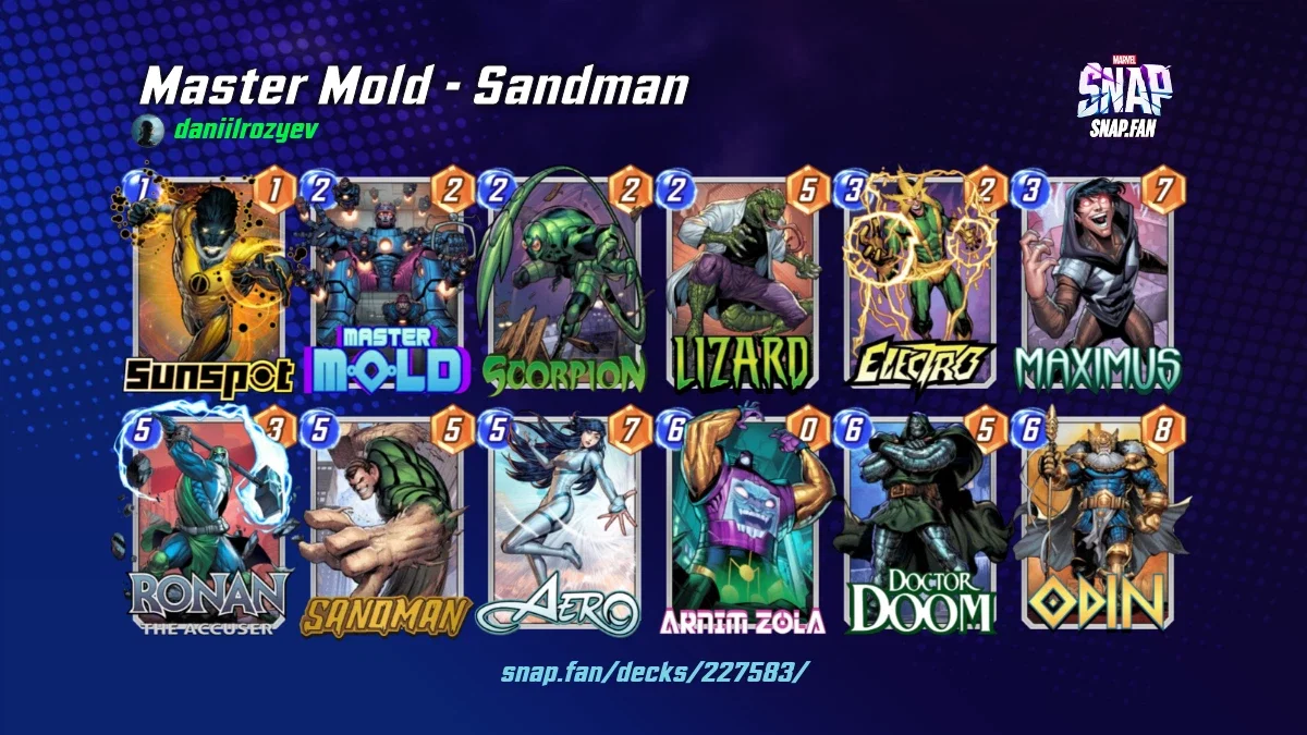 Master Mold - Sandman by daniilrozyev - Marvel Snap Decks - snap.fan