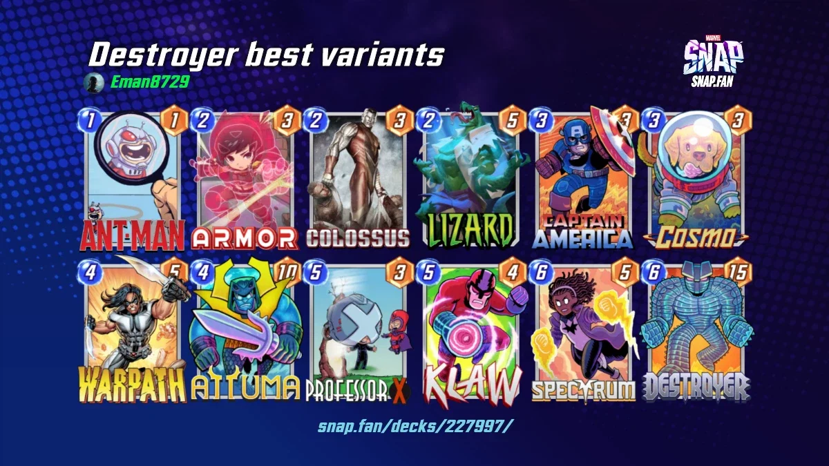 Destroyer best variants by Eman8729 - Marvel Snap Decks - snap.fan