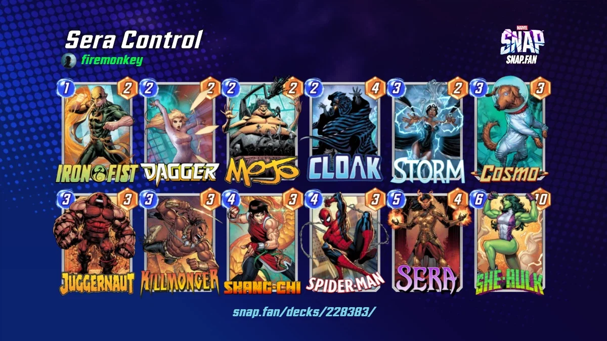 Sera Control by firemonkey - Marvel Snap Decks - snap.fan