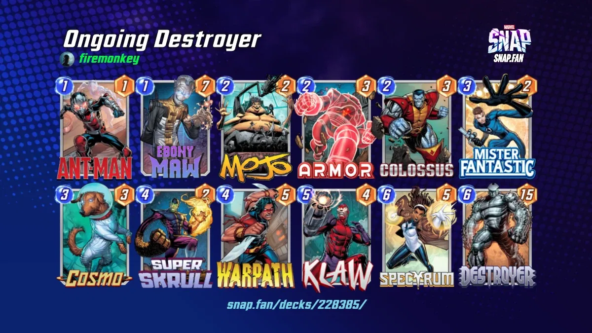 Ongoing Destroyer by firemonkey - Marvel Snap Decks - snap.fan