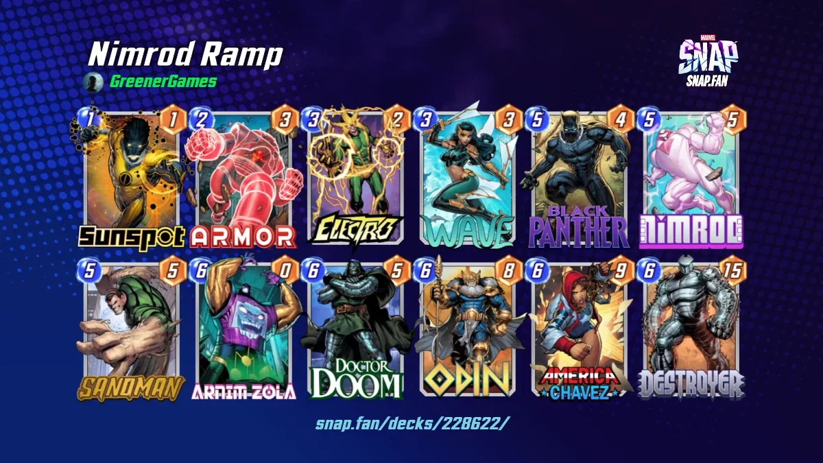 Nimrod Ramp by GreenerGames - Marvel Snap Decks - snap.fan