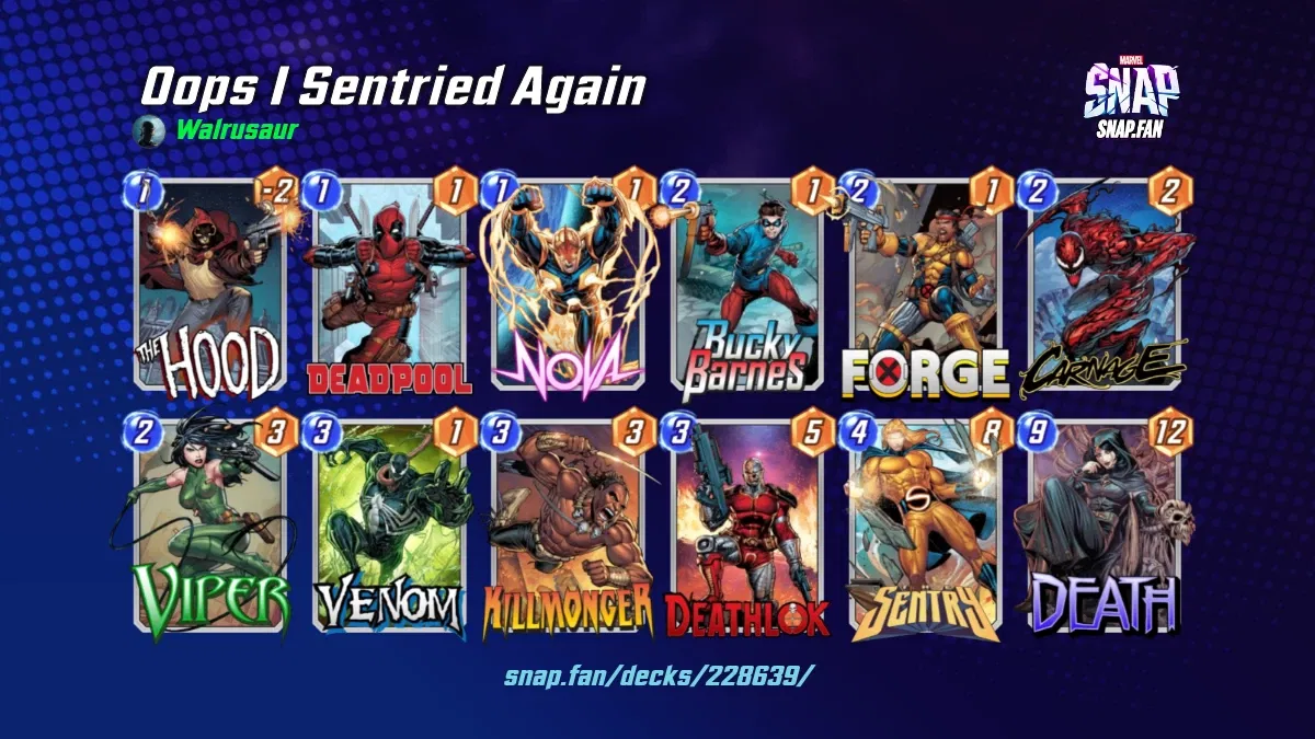 Oops I Sentried Again by Walrusaur - Marvel Snap Decks - snap.fan