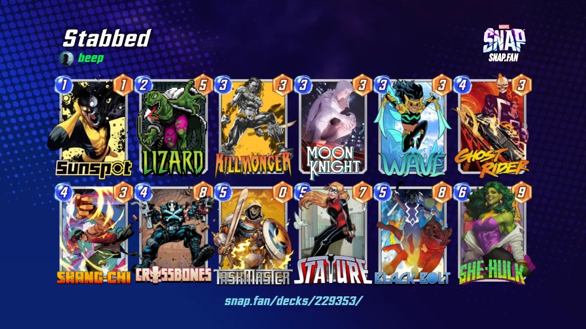 Stabbed by beep - Marvel Snap Decks - snap.fan