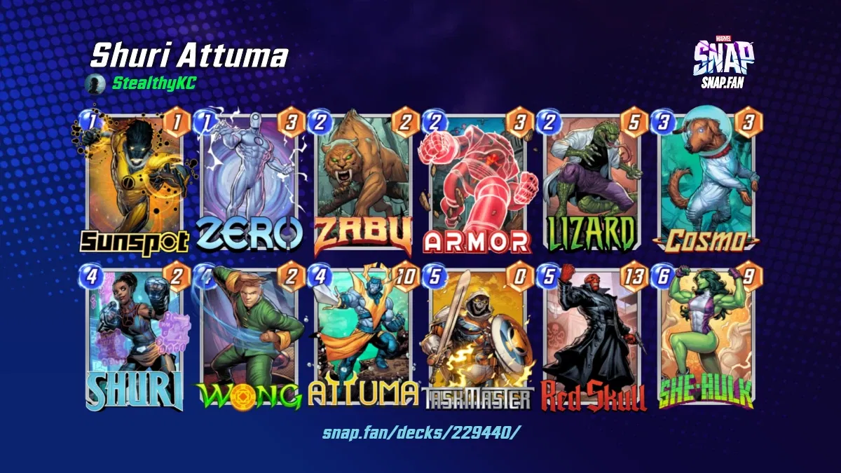 Shuri Attuma by StealthyKC - Marvel Snap Decks - snap.fan